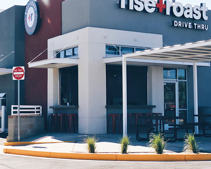 Modern donut paradise or spaceship that landed in Albuquerque? Rise + Roast's sleek design promises treats that are equally out-of-this-world!