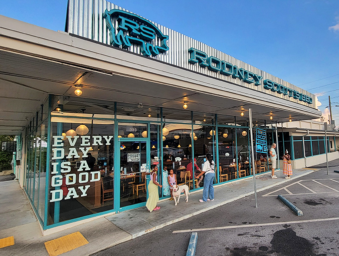 The turquoise-trimmed facade of Rodney Scott's BBQ promises "Every Day Is A Good Day" &ndash; and with BBQ this good, they're not wrong!