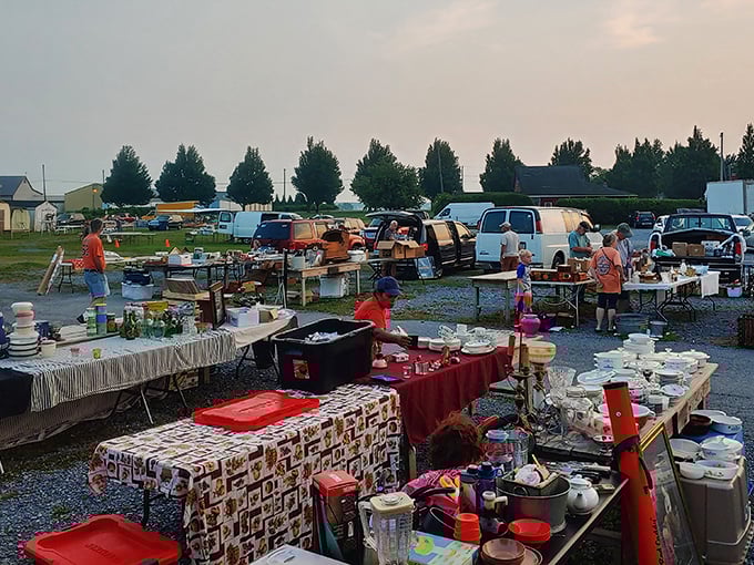 Early birds catch the deals! Tables loaded with kitchen treasures and vintage finds await at Root's outdoor market.