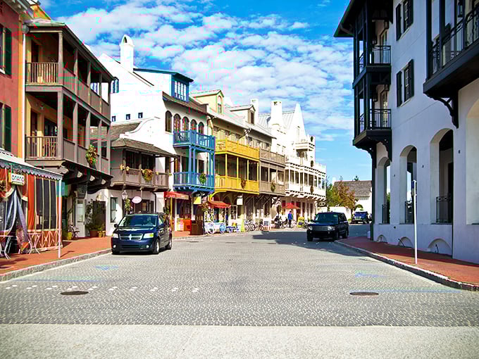 Rosemary Beach: Cobblestone streets and colorful buildings that make you wonder if you took a wrong turn and ended up in a Mediterranean coastal village.