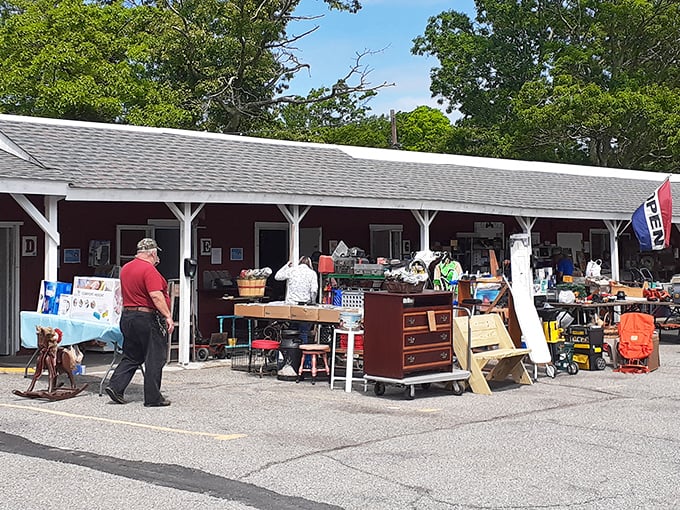 Treasure hunters browse outdoor displays at Route 177 Flea Market, where yesterday's castoffs become tomorrow's conversation pieces.