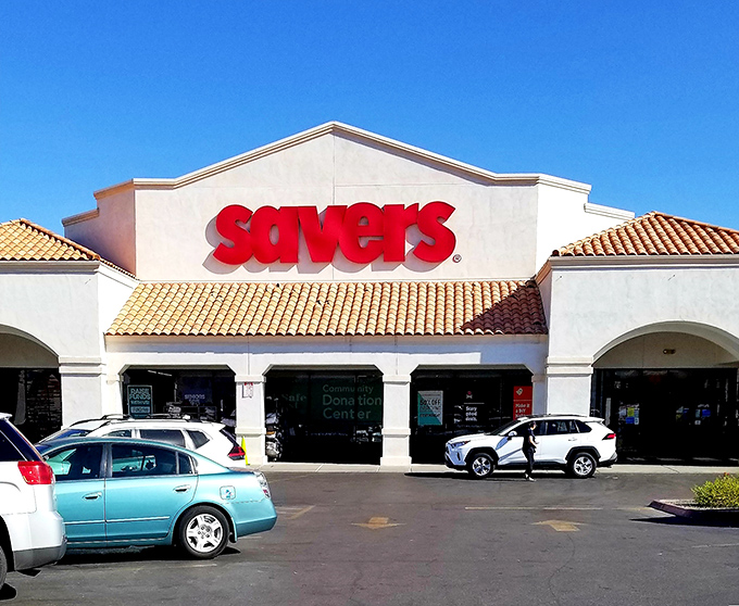 Treasure hunter's paradise! Savers' Spanish-style Las Vegas outpost beckons bargain seekers under the desert sun like a red-signed oasis of possibilities.