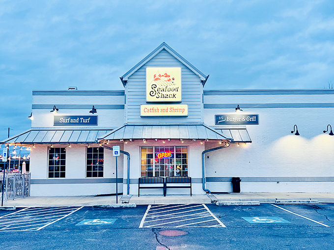 This cheerful blue building proves that great seafood doesn't need fancy packaging to deliver pure magic.