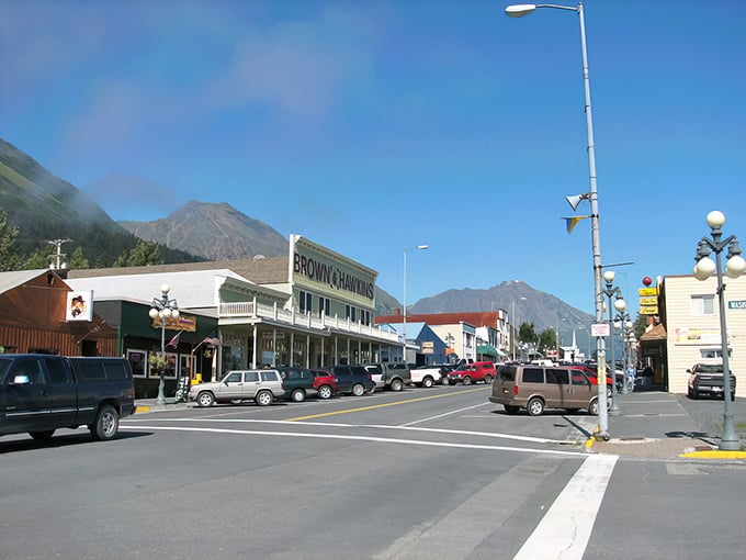 Downtown Seward stretches out like a postcard come to life, with mountains standing guard over every coffee break.