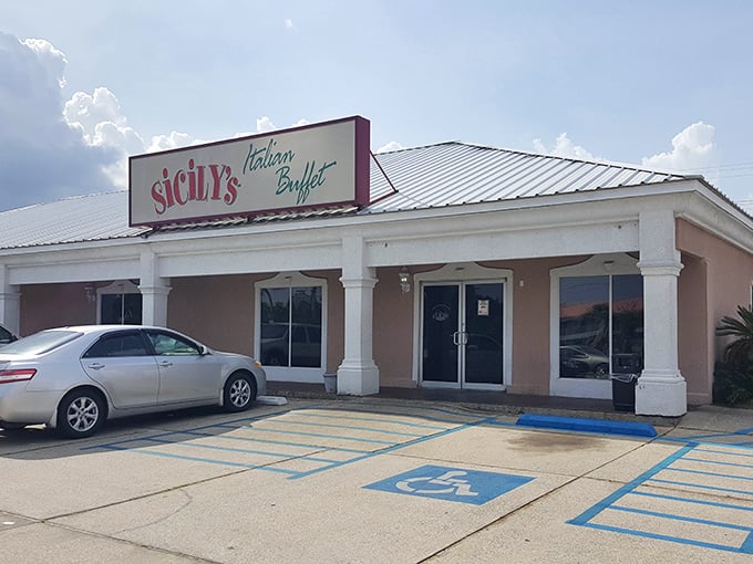 Sicily's Italian Buffet beckons from this unassuming strip mall. Sometimes the most delicious treasures hide in the plainest packages!