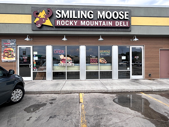 Smiling Moose lives up to its name - this cheerful deli front would make anyone grin. The wooden bench invites you to sit and savor.