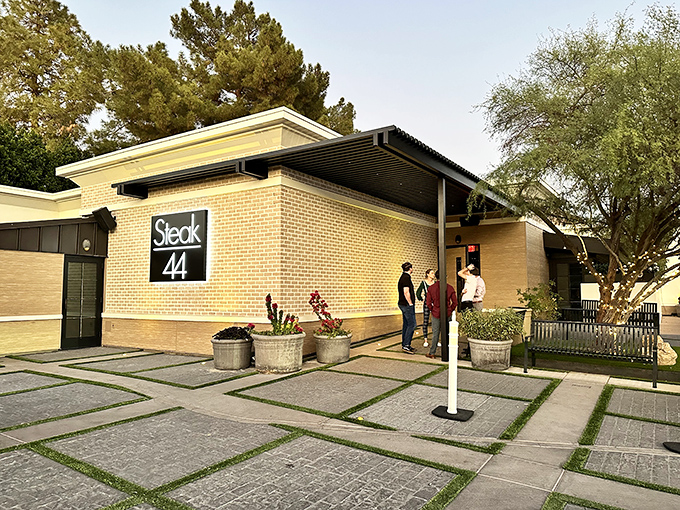 Steak 44's sleek exterior might look fancy, but inside awaits a warm welcome and zero pretension. Meat magic happens here!