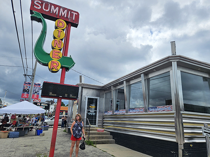 The iconic Summit Diner sign beckons hungry travelers like a neon lighthouse in a sea of chain restaurants. Classic Americana at its finest!