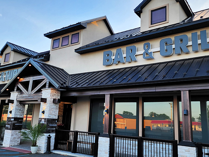 The modern rustic exterior promises what's inside &ndash; a perfect marriage of land and sea on a plate.