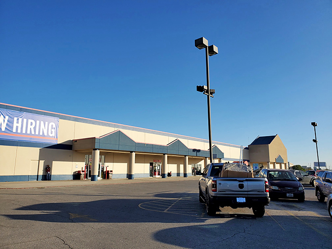 That massive parking lot tells you everything - when thrift stores need this much space, treasures await inside.