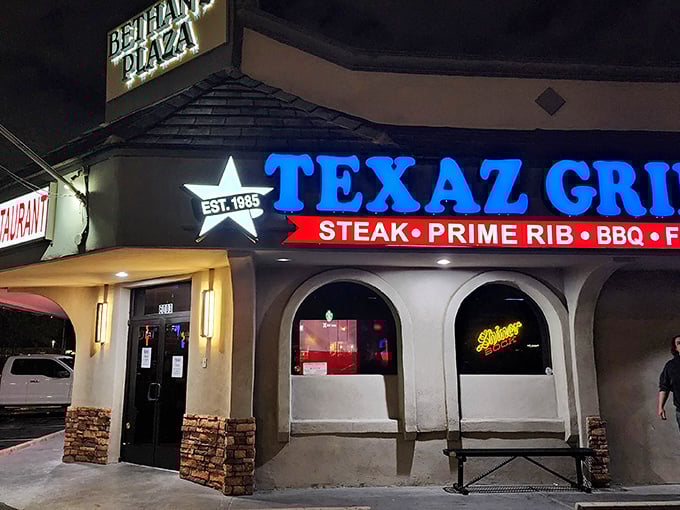 The neon glow of Texaz Grill beckons like an old friend. This Phoenix institution has been serving up Texas-sized portions since 1985.