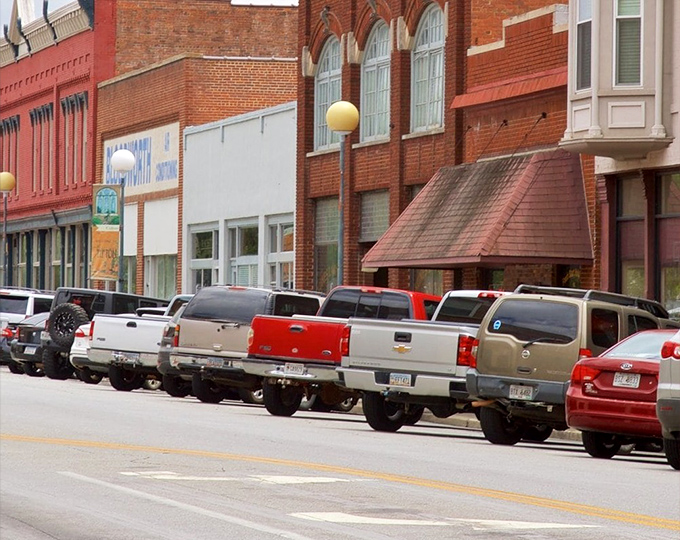 Downtown Tifton's brick-lined Main Street offers small-town charm with big-time savings. Those pickup trucks aren't just for show&mdash;they're filled with affordable groceries!