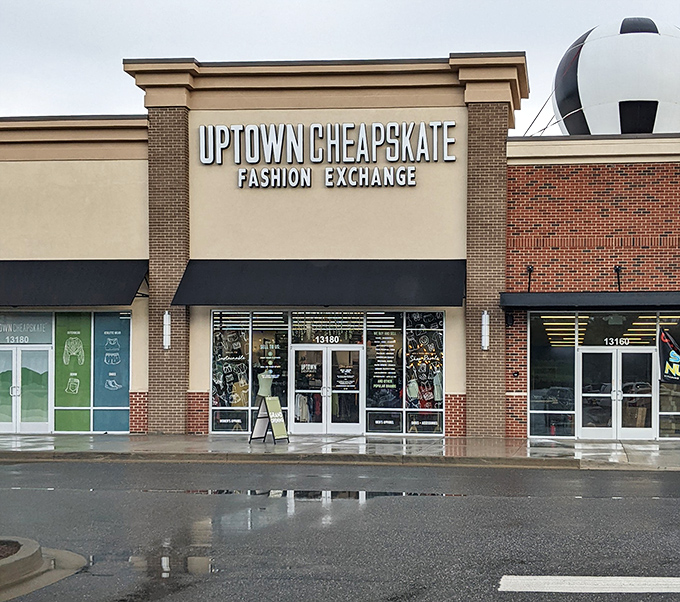 That brick and stone facade promises treasures inside, like a fashionable fortress of fantastic finds.