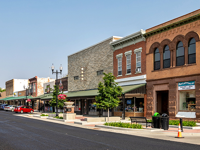 Historic brick storefronts line Vermillion's charming main street, where your dollar stretches as far as the Missouri River views.
