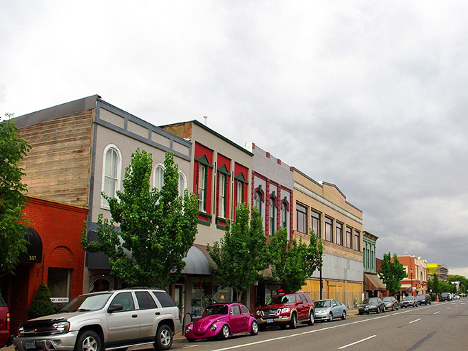 Colorful storefronts line Albany's main street, a Norman Rockwell painting come to life in the heart of the Willamette Valley.
