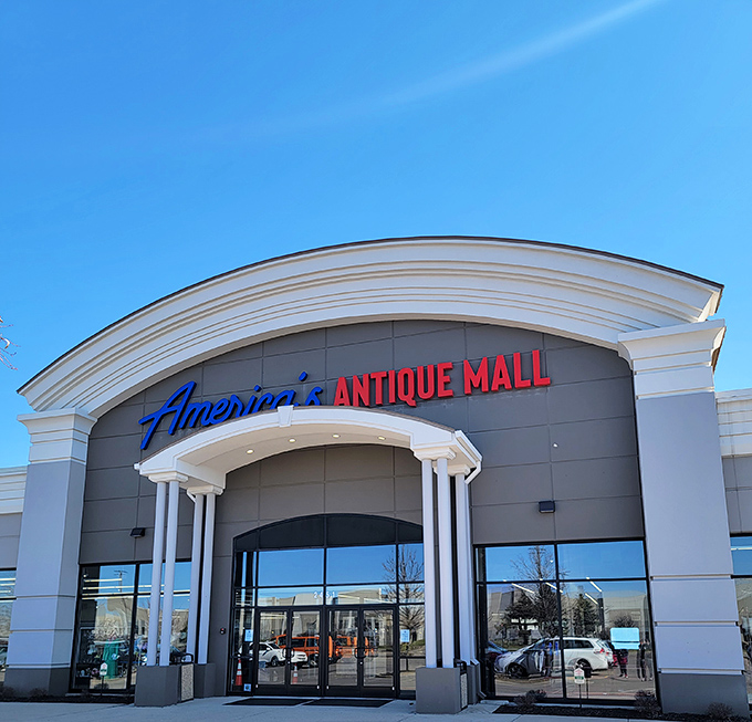 That grand entrance promises treasures inside, like finding your grandparents' attic turned into a shopping wonderland!