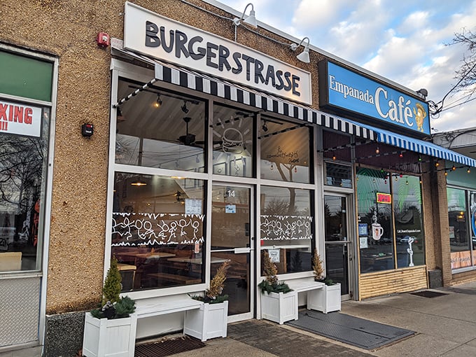 German precision meets Jersey flavor at BURGERSTRASSE, where the storefront is as clean as their ingredient list.