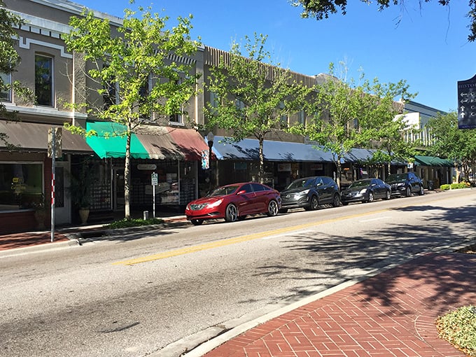 Shade trees and colorful awnings line Bartow's main street &ndash; nature's air conditioning for window shoppers on sunny afternoons.