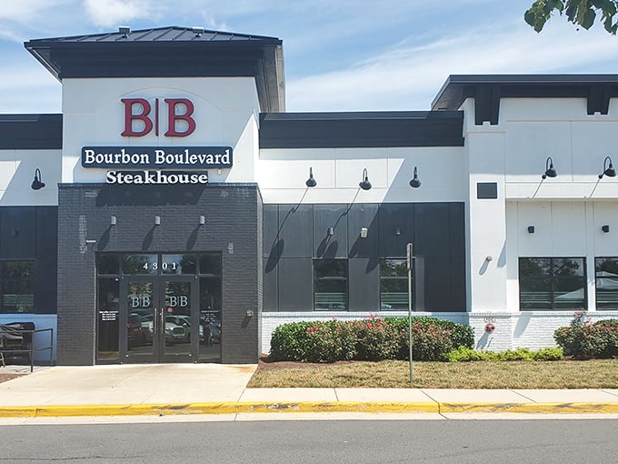Bourbon Boulevard's clean lines and modern facade hide a carnivore's paradise. Don't judge this steakhouse by its shopping center cover.