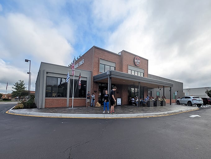 A welcoming brick fortress of flavor where locals gather for pancakes that could double as pillows.