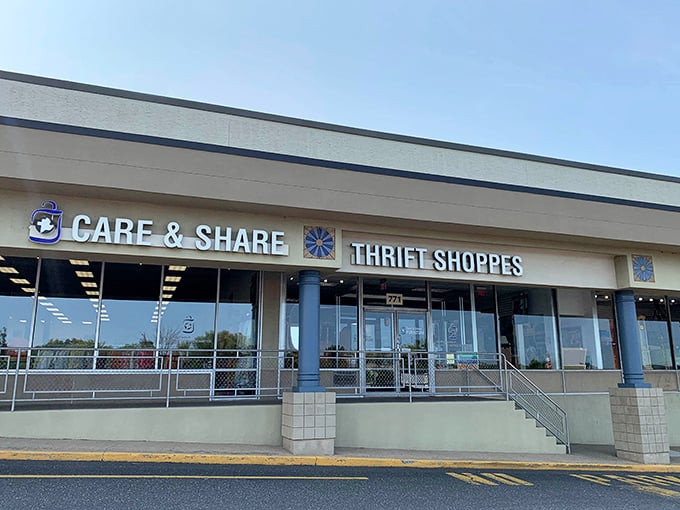 A clean, inviting storefront that belies the treasure trove within. Care & Share's organized chaos is a thrifter's dream come true.