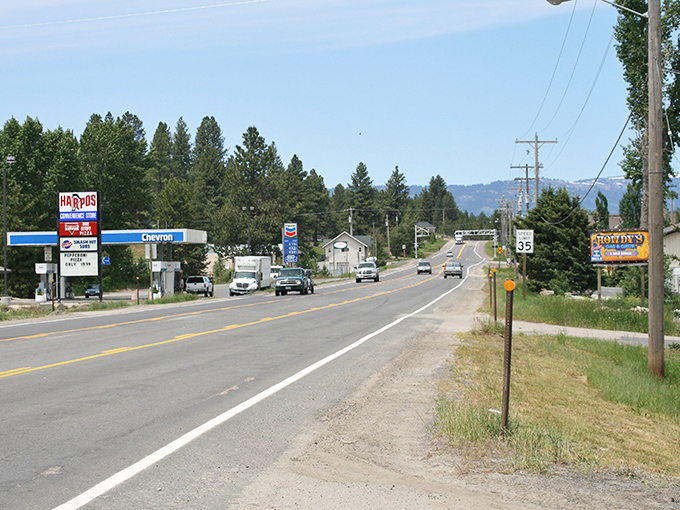 Highway 55 stretches through Cascade, where mountains frame the horizon and local businesses invite you to stay awhile.