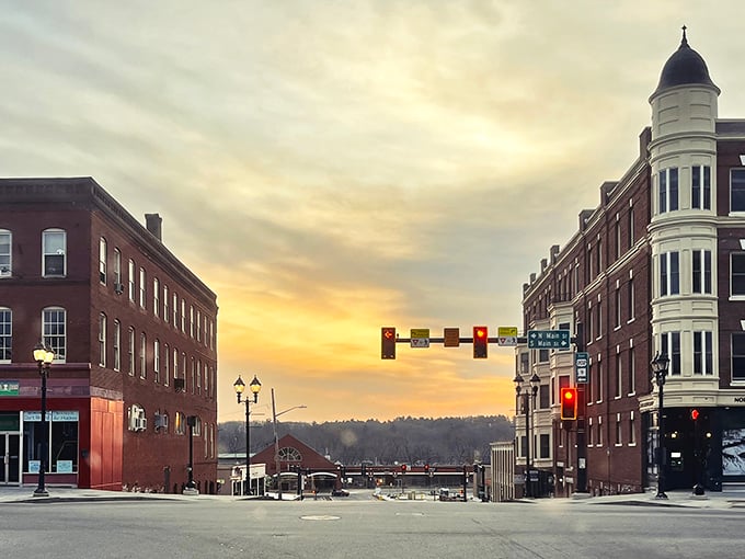 Downtown Concord at sunset&mdash;where brick buildings and historic charm create a postcard-perfect scene without the tourist-town prices.