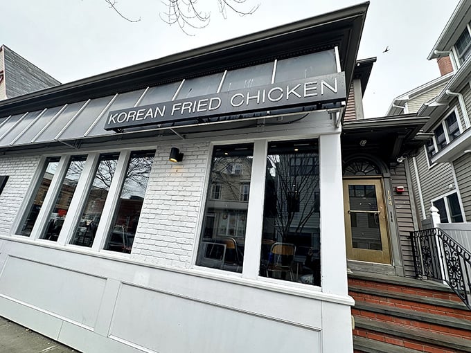 Simple yet inviting, Den Den's storefront is the chicken equivalent of Clark Kent &ndash; unassuming outside, superhero flavors inside.