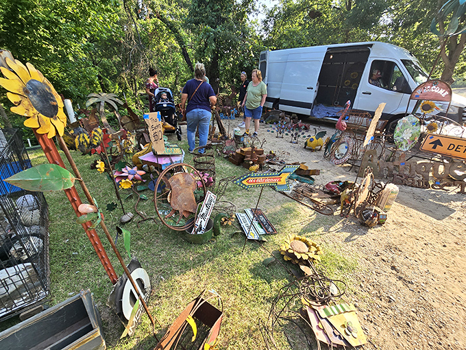 Colorful garden art and vintage treasures await! This outdoor section of Dog Trade showcases the creative spirit of Oklahoma's most passionate collectors.