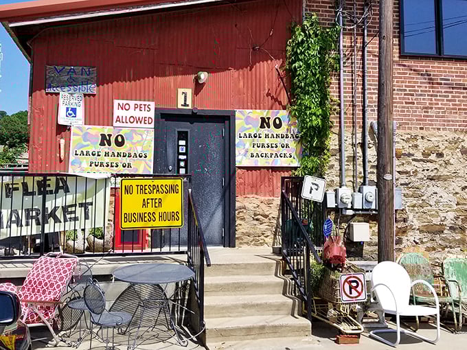 Leave those big bags at home! This funky flea market's strict door policy protects the treasures within.