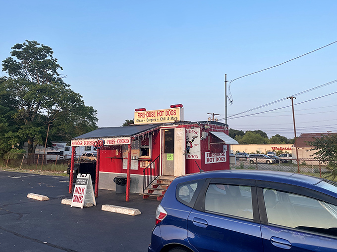 Sunset at the firehouse&mdash;of flavor! This humble red shack houses some of Johnston's most crave-worthy dogs.