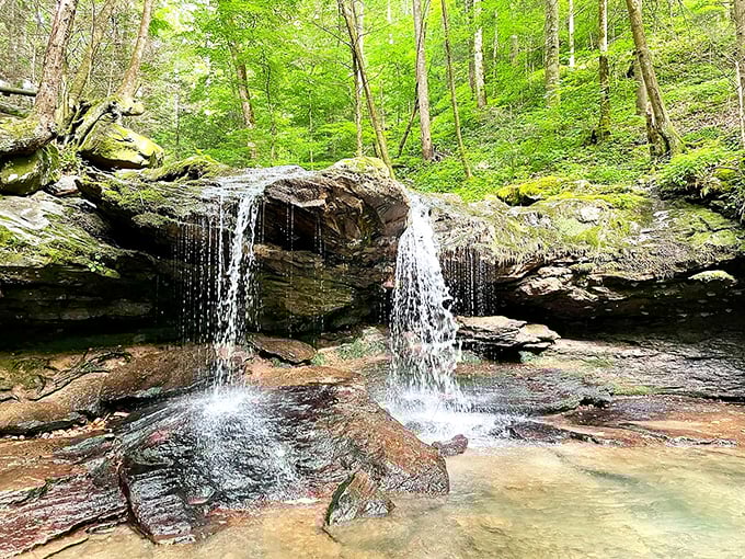 Like discovering a hidden spa treatment, this waterfall offers nature's original white noise therapy.