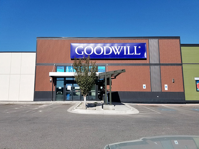 Outside, a bold blue sign stands proudly, letting you know you&rsquo;ve found one of the town&rsquo;s favorite thrifting spots.