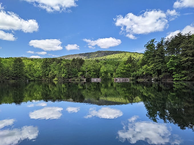 Mirror, mirror in the lake. Hanging Rock's perfect reflections make you wonder if Mother Nature is just showing off her Photoshop skills.
