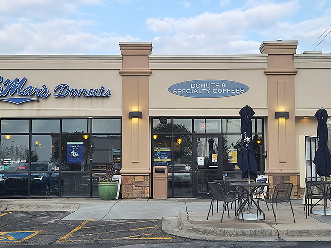 Modern comfort meets classic donuts - sometimes the best treasures hide in suburban strip malls. 