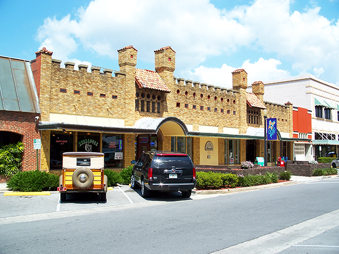 This castle-like structure on Lake Wales' main street looks like it belongs in a fairytale, not a budget-friendly Florida town!