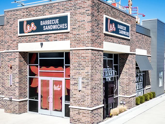 Corner location, bold signage, and the promise of barbecue sandwiches. Les Barbecue isn't just a restaurant&mdash;it's a destination for smoke-seekers.