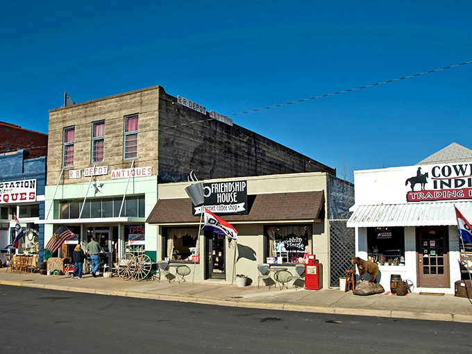 Antique shops and friendly faces line Mena's main street. Where else can you find both mountain views and mortgage payments under $500?