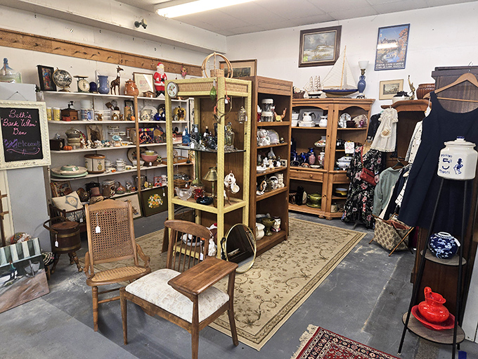 Wooden shelves packed with memories&mdash;each teacup and trinket waiting to tell its story to the right collector.