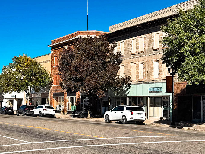 Montpelier's main street showcases classic western architecture against that famous big Idaho sky.