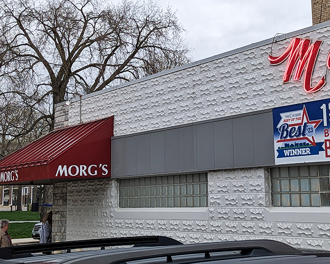 Classic stone exterior with that signature "M" &ndash; Morg's isn't just a diner, it's a Waterloo institution.