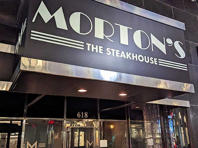 That iconic Morton's sign promises what lies beyond &ndash; a temple of beef where every cut tells a delicious story.