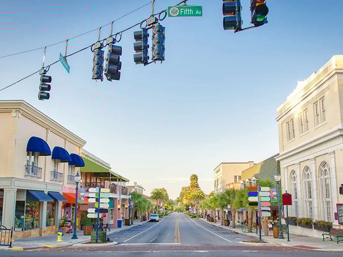 Fifth Avenue? No, just Mount Dora's main street, where traffic lights feel like modern intrusions in this perfectly preserved slice of old Florida.