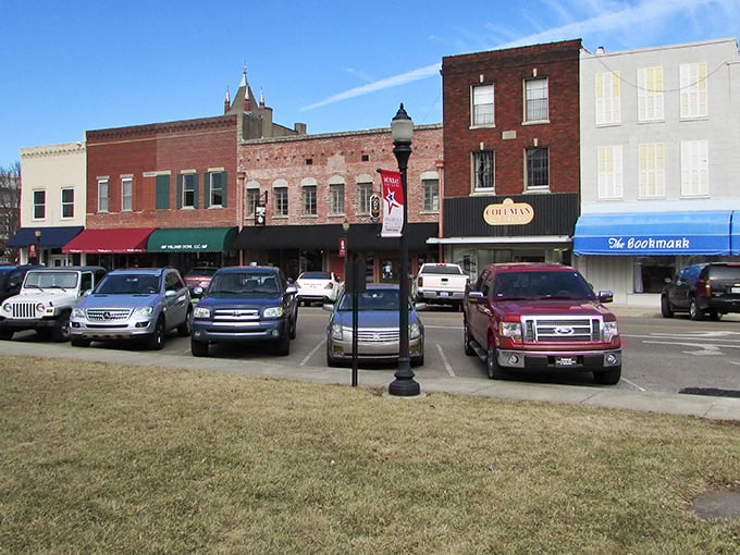 Classic American main street vibes with angle parking that says "stay awhile" - Murray's downtown invites you to slow down and browse.