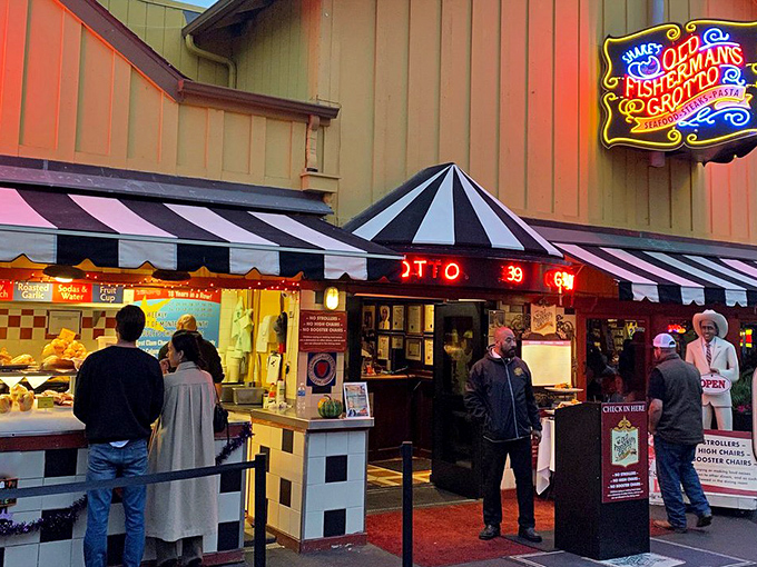 Those black and white striped awnings aren't just for show&mdash;they're signaling that serious chowder territory lies ahead!