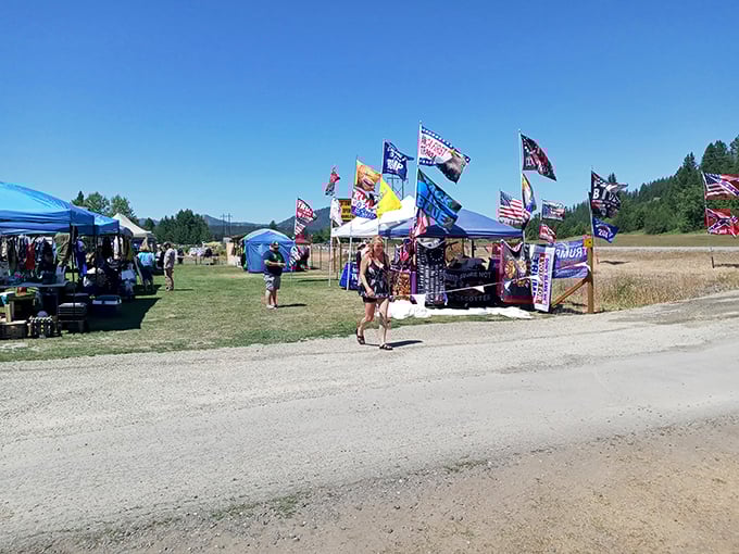 Blue skies and bargain hunting - the perfect Idaho Saturday morning combination under colorful vendor tents. 