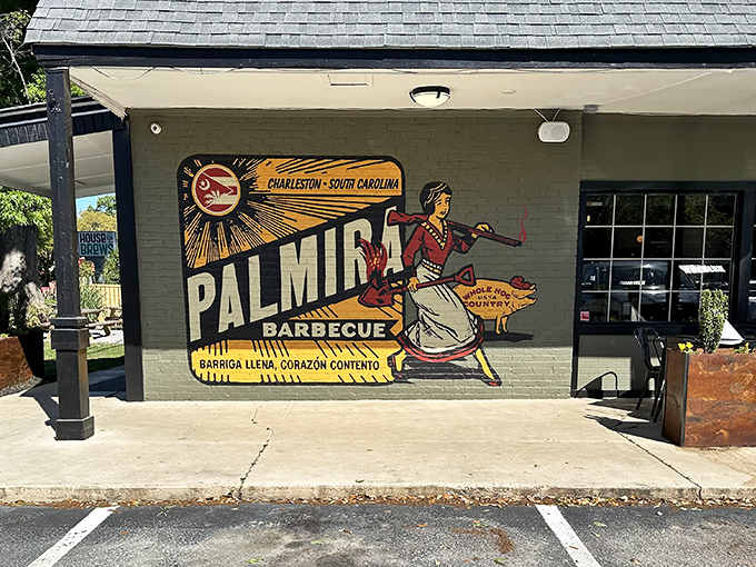 That mural says it all - Palmira brings Latin flair to Carolina tradition. Where barbecue gets a passport and returns with delicious stories to tell.