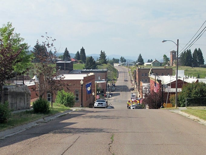 This charming Montana street invites leisurely strolls past brick buildings that whisper tales of silver boom days.