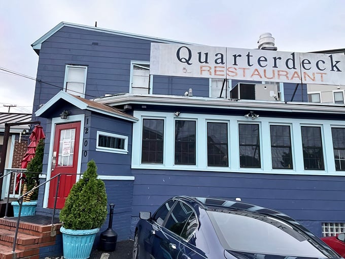 Quarterdeck's colorful exterior promises the kind of seafood adventure that makes landlocked dining feel like waterfront magic.