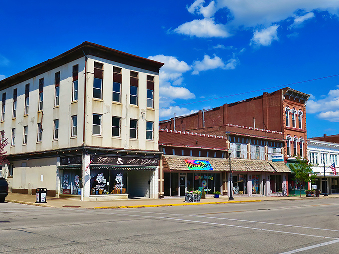 These historic storefronts have witnessed generations of community life, standing proud like your grandfather's work ethic in brick form.